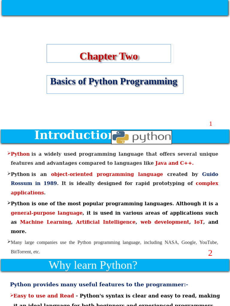 Chapter-2-Basics of Programming in Python Part 1 | PDF | Variable (Computer Science) | Data Type