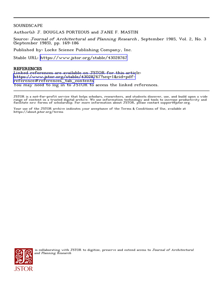 PORTEOUS-SOUNDSCAPE-1985 | PDF | Sound | Acoustics