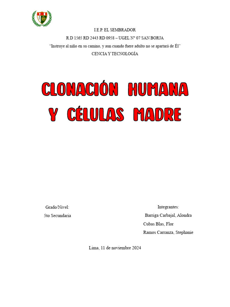 Clonación y Células Madre: Ética y Percepción | PDF | Clonación ...
