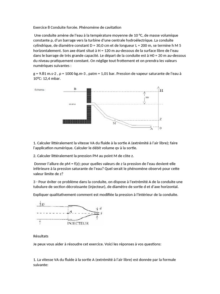 Cavitation dans une conduite forcée | PDF | Pression | Accélération