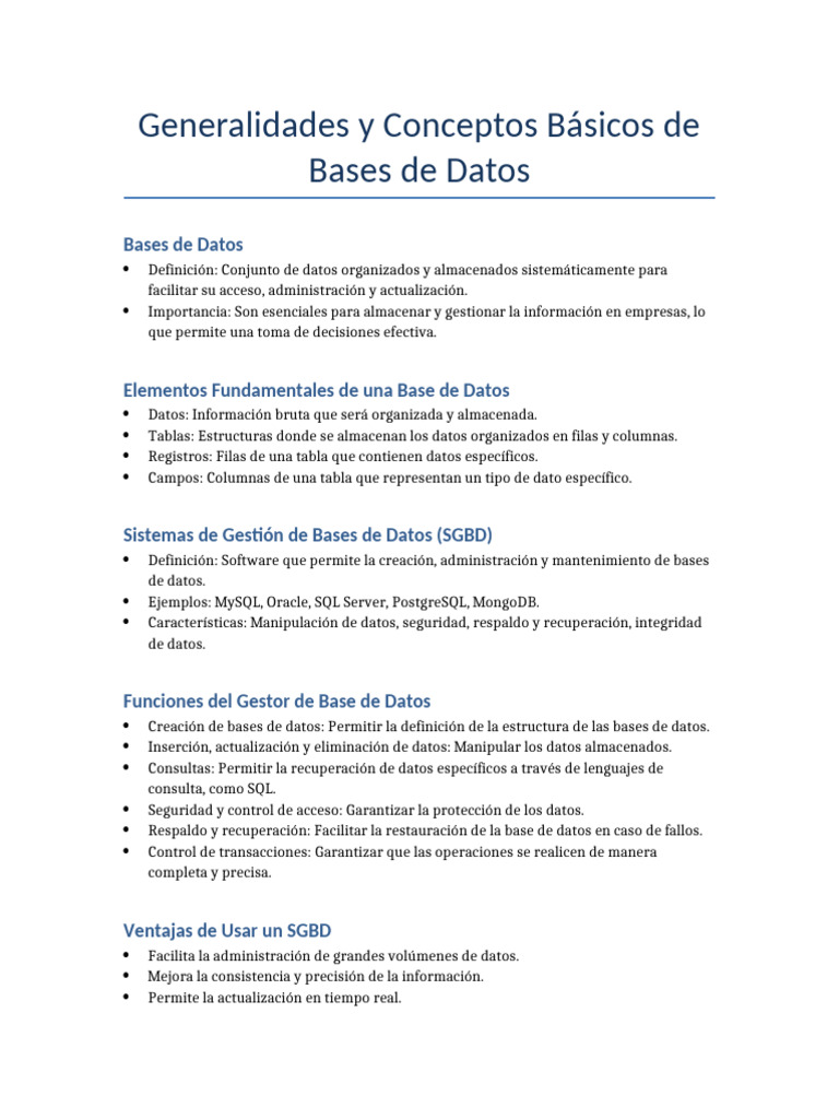 Mapa Conceptual Bases de Datos | PDF