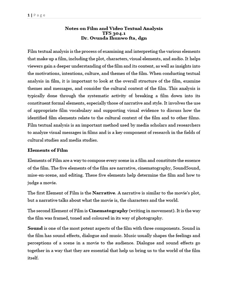 Film and Video Textual Analysis | PDF | Psychoanalysis | Jacques Lacan