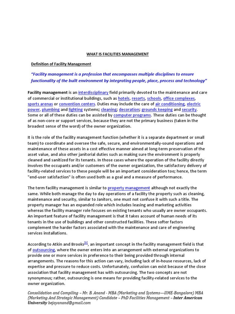 Facilities Management - Maintenance - Operation - Business - Guidance ...