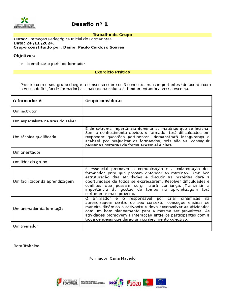 Perfil do Formador: Conceitos Essenciais | PDF | Aprendizado | Pedagogia