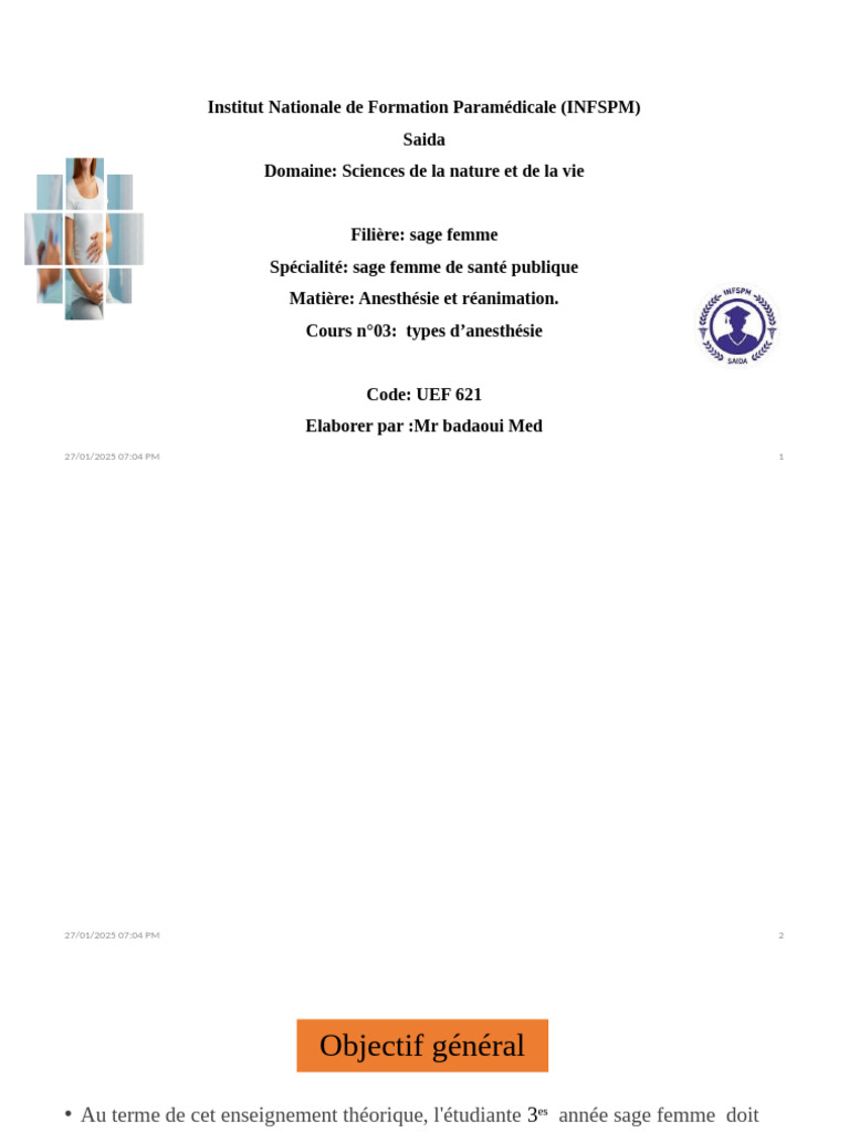 Types d'Anesthésie Générale et Locale | PDF | Anesthésie | Nerf