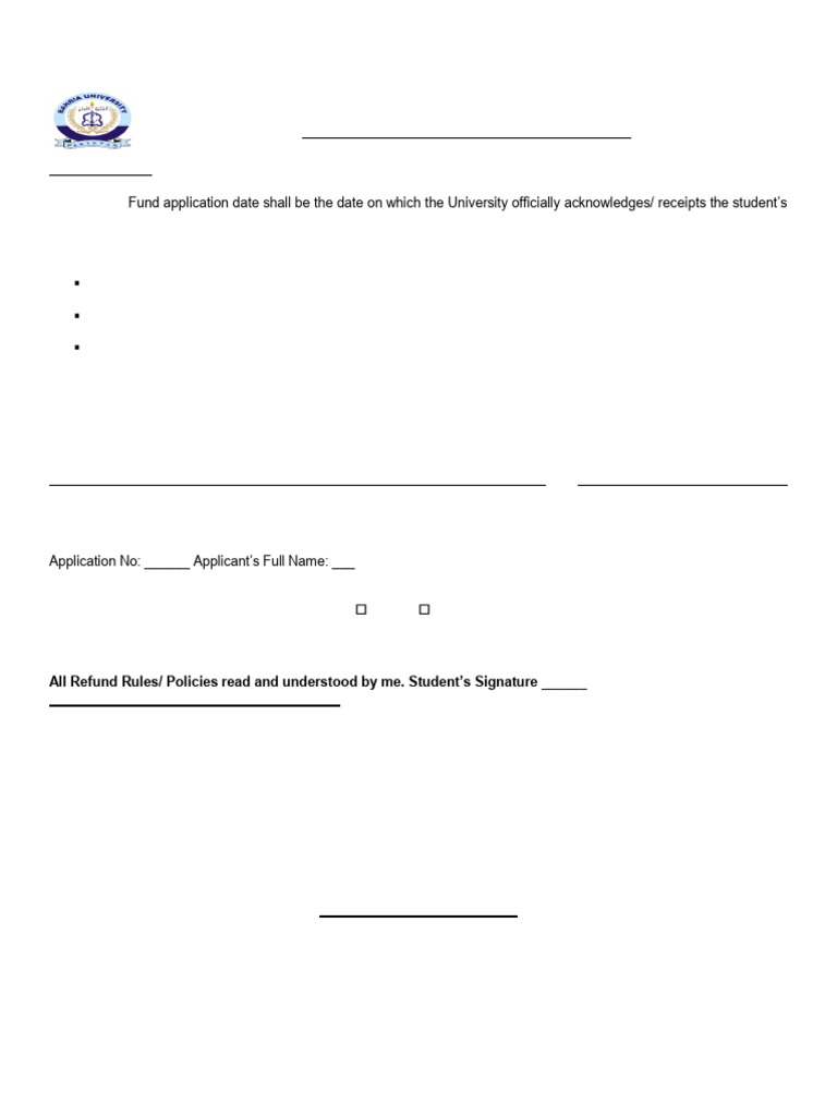 BU Fee Refund Form - BU FR | PDF