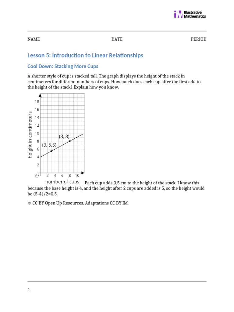 Understanding Linear Relationships in Stacking Cups | PDF