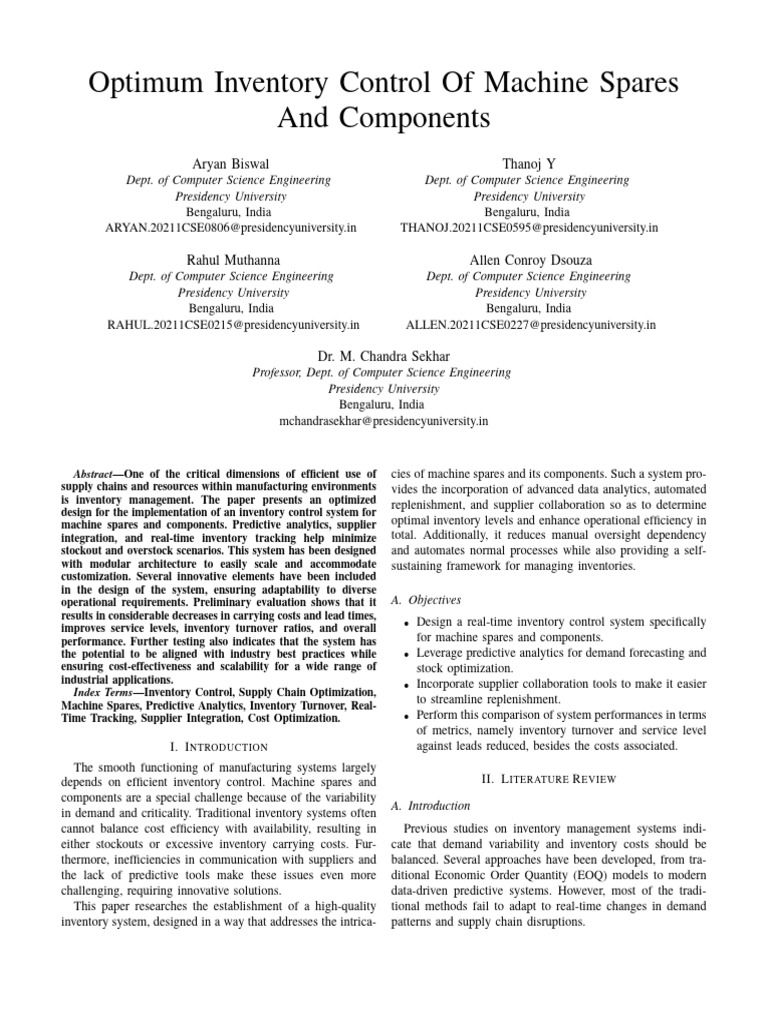 Optimum Inventory Management System | PDF | Inventory | Predictive ...