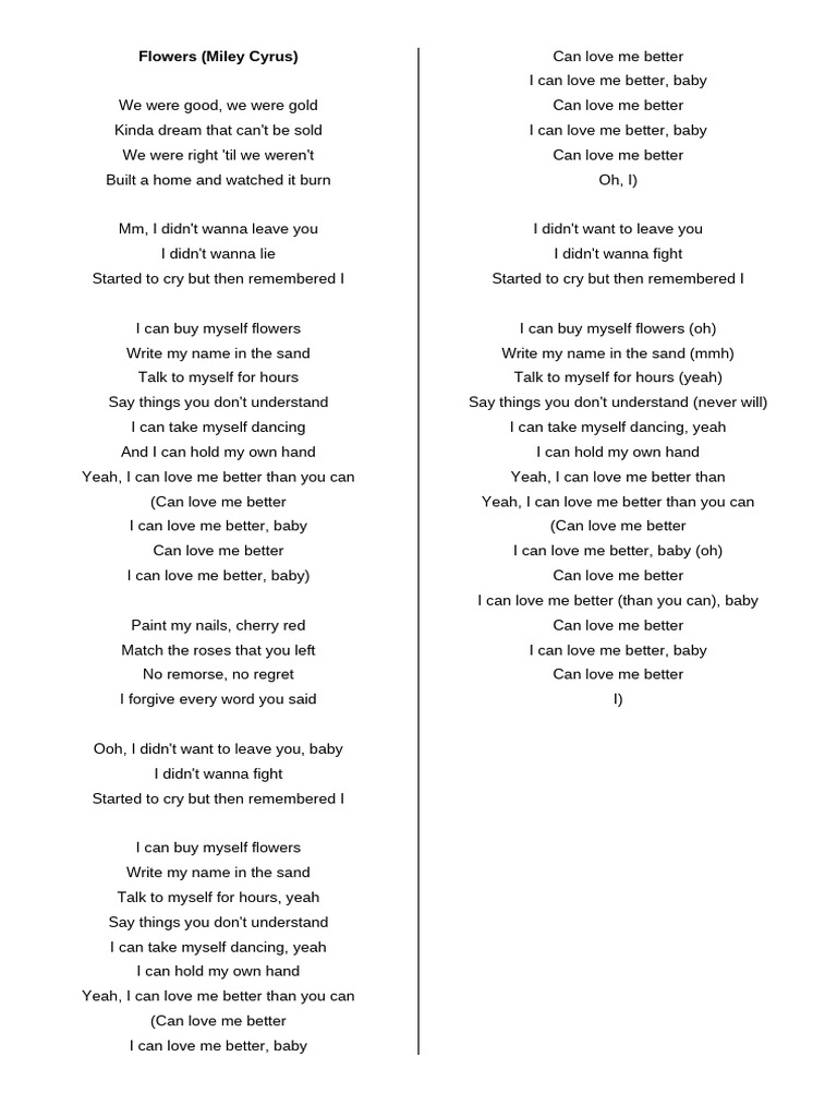 Flowers - Miley Cyrus | PDF