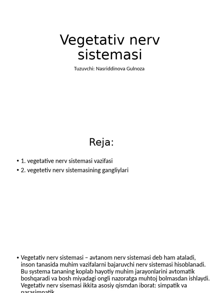 Vegetativ Nerv Sistemasi | PDF