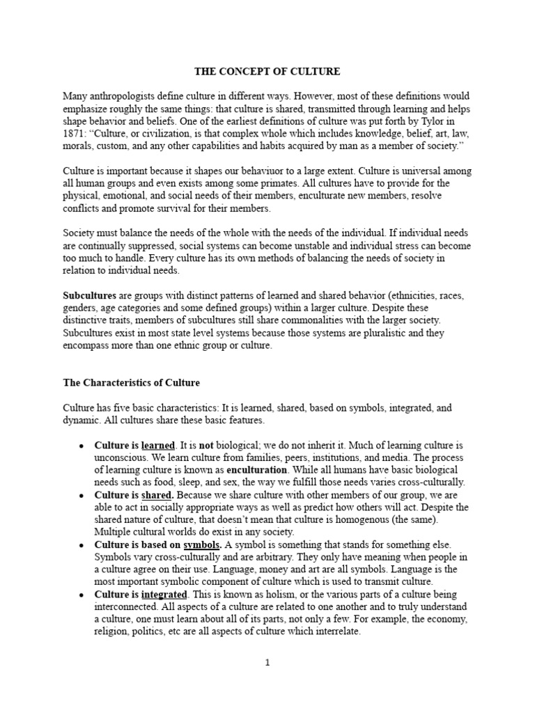 Five Key Characteristics of Culture | PDF | Gender | Gender Studies