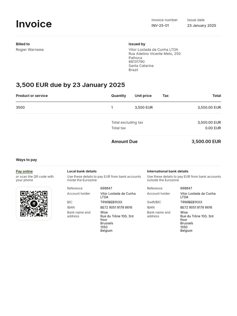 Invoice 25 01 | PDF | Payments | Banking
