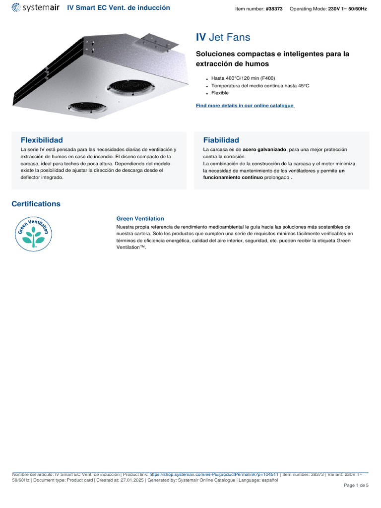 Systemair IV Smart EC Vent. de inducción | PDF