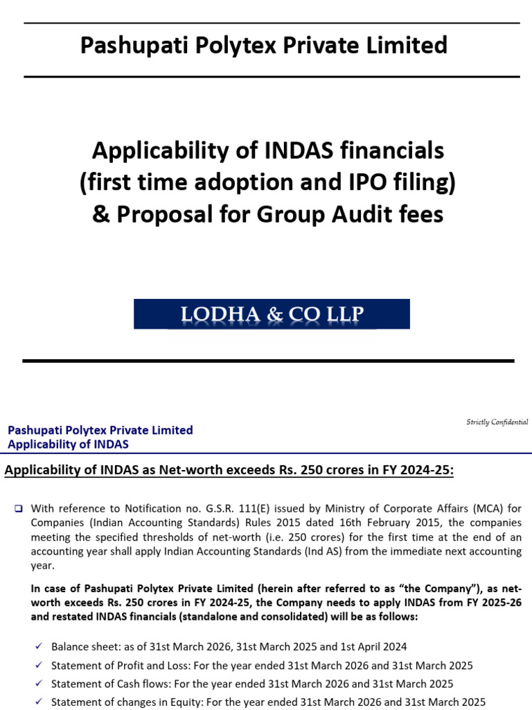 INDAS Applicability & Audit Fees Proposal | PDF | Financial Statement ...