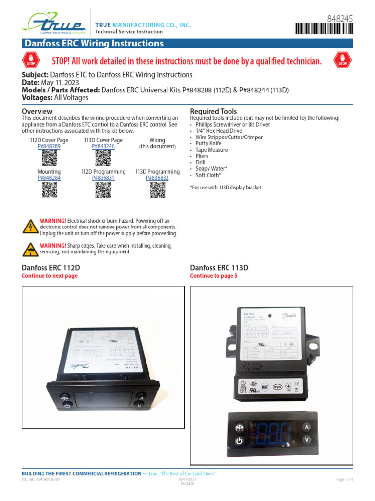 TEC WI 1604 VB 848245 E428 Danfoss ERC Universal Wiring | PDF | Thermostat | Electrical Connector