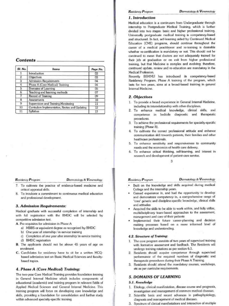 MD dermatology Curriculum Phase-A | PDF