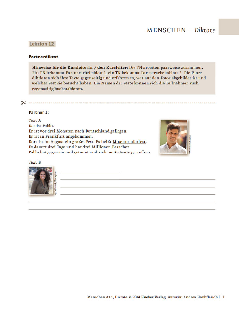 Diktate - A1 Partner 1 | PDF