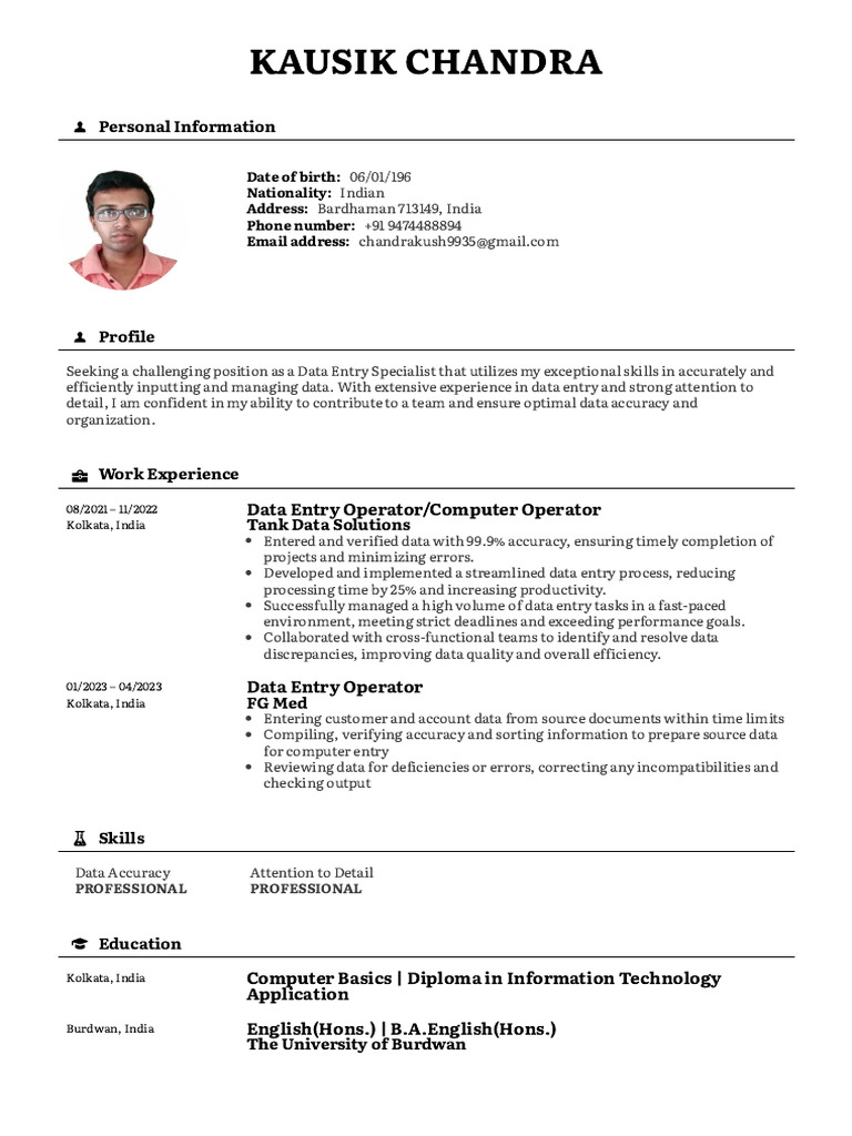 Kausik Chandra CV | PDF