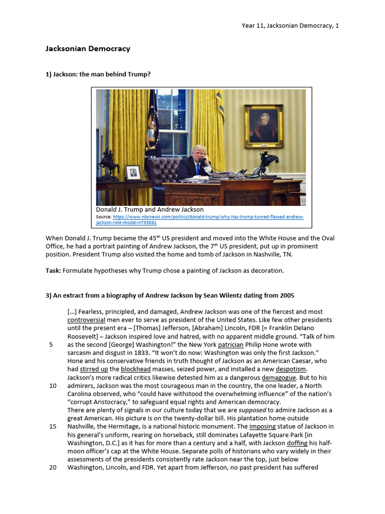 Jacksonian Democracy (1) | PDF | Whig Party (United States) | Andrew ...