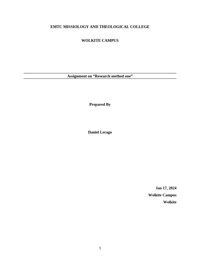 Daniel Research Method One Assignment | PDF | Citation | Methodology
