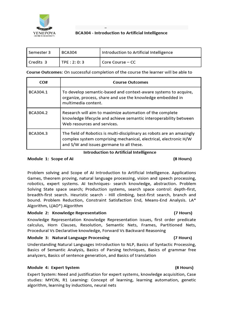 Artificial Intelligence Module Wise Notes | PDF | Artificial ...