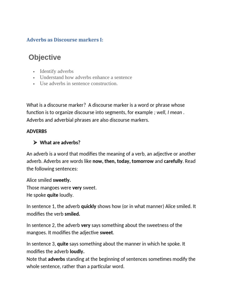Adverbs As Discourse Markers | PDF | Adverb | Semantic Units