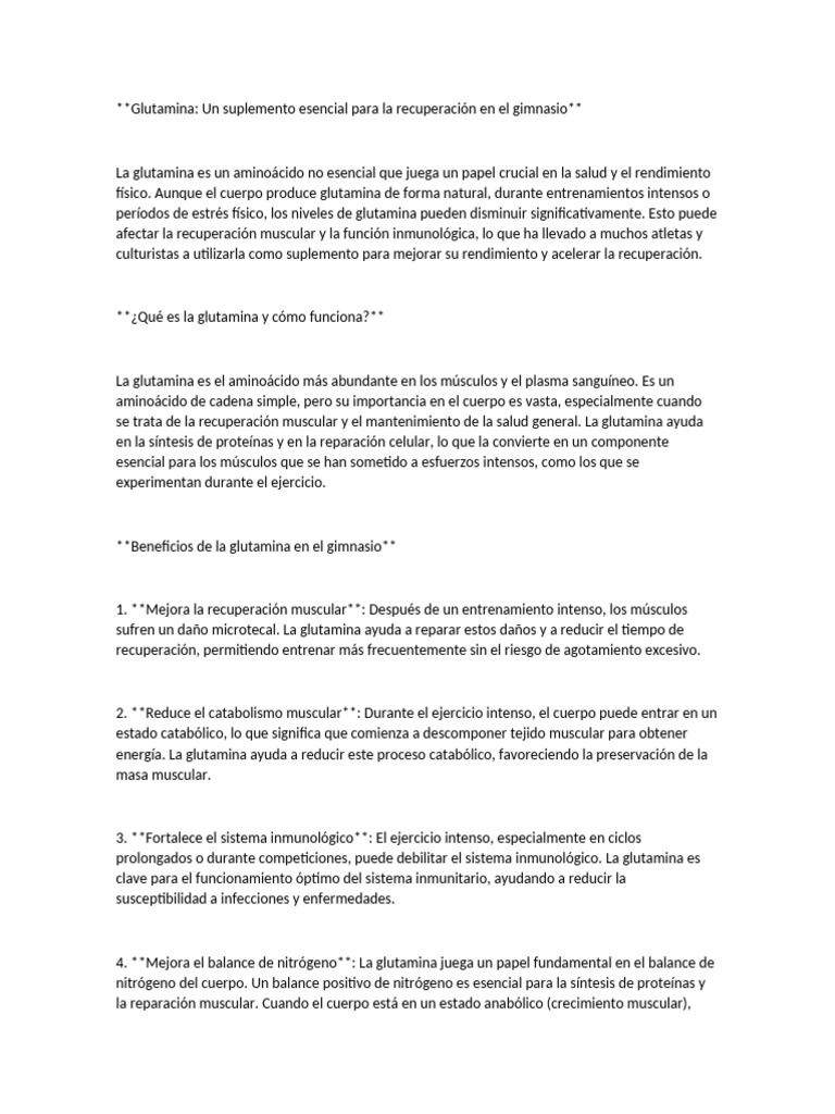 Glutamina | PDF | Especialidades Medicas