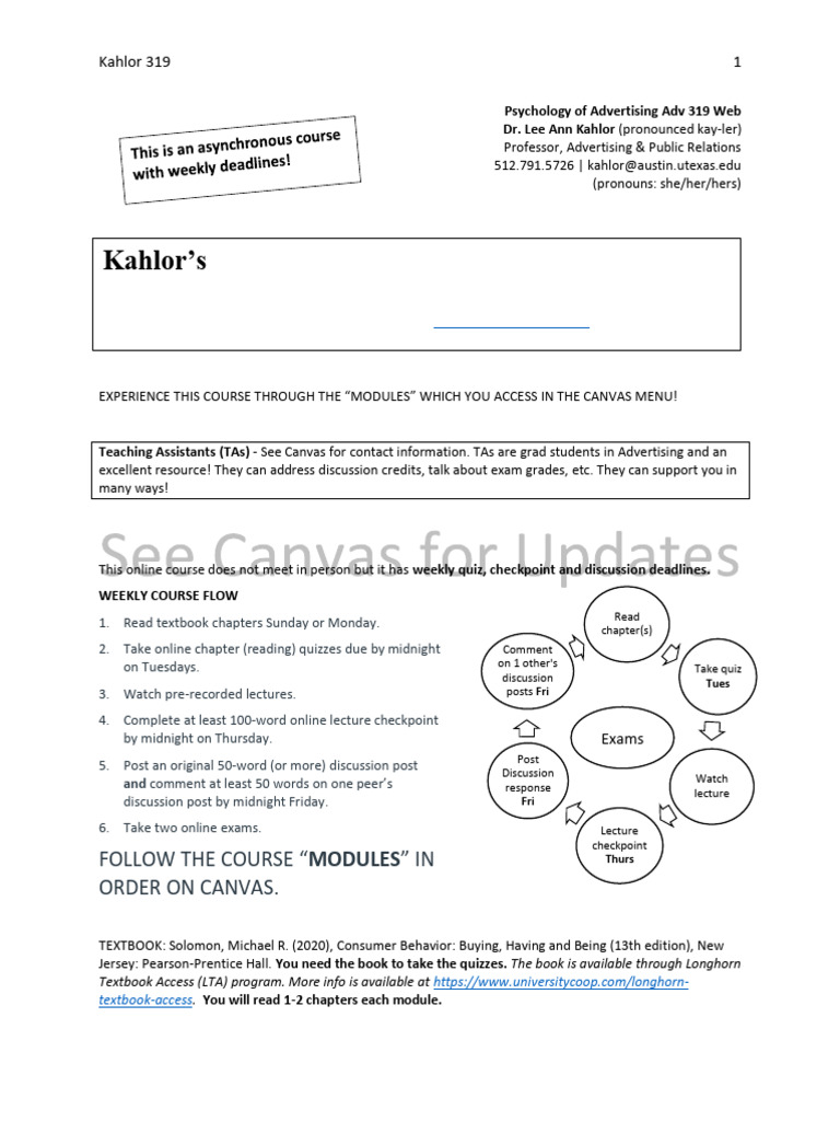 7235 319 Fall 2024 Kahlor Syllabus | PDF | Academic Dishonesty