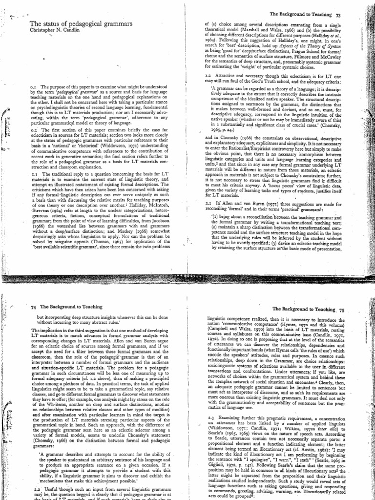 02 - Candlin (1973) The Status of Pedagogical Grammars | PDF