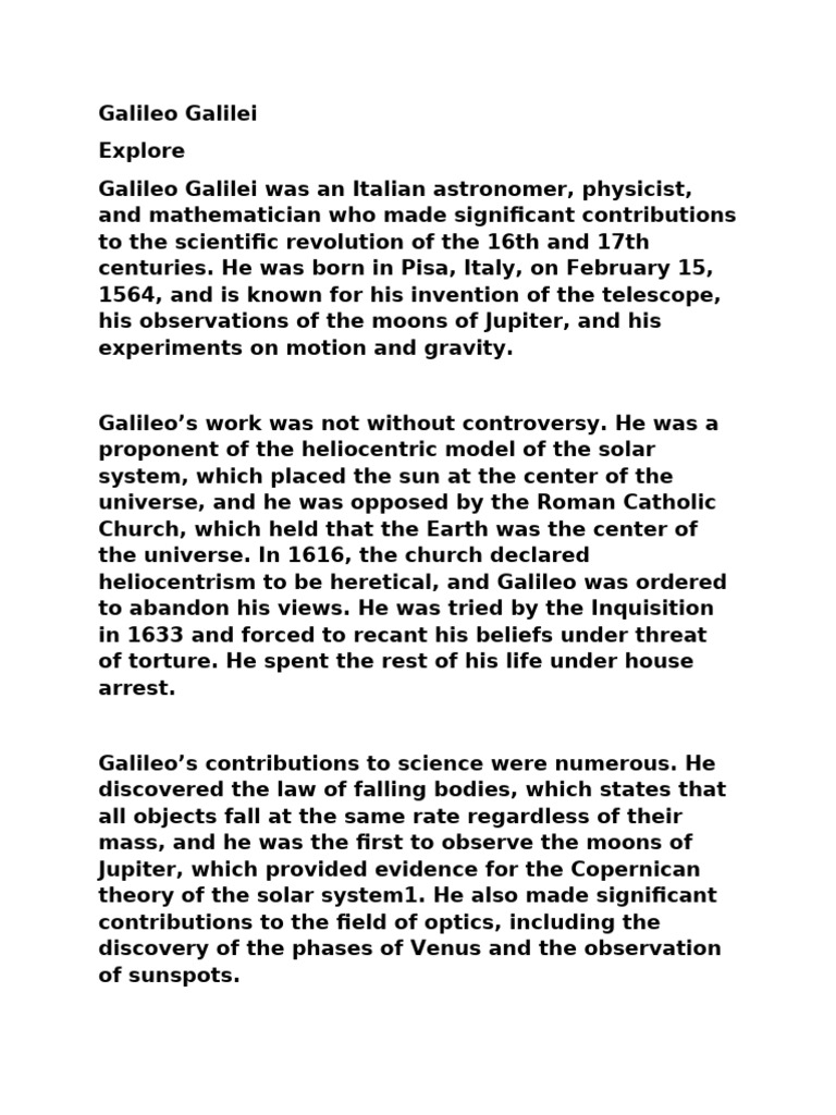 Galilei Galileo | PDF