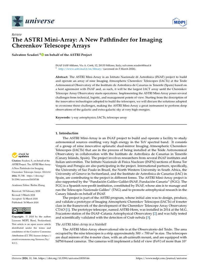 The ASTRI Mini-Array A New Pathfinder For Imaging | PDF ...