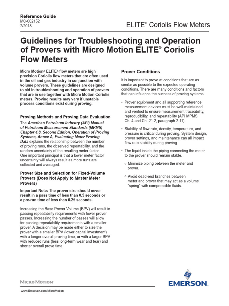 5 - Guide-Guidelines-For-Troubleshooting-Operation-Of-Provers-Elite-Coriolis-Flow-Meters-Micro ...