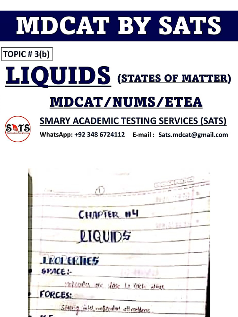 LIQUIDS (States of Matter) Handwritten Notes | PDF