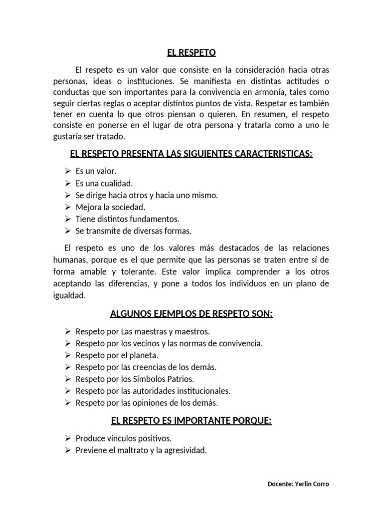 Importancia del Respeto en la Convivencia | PDF