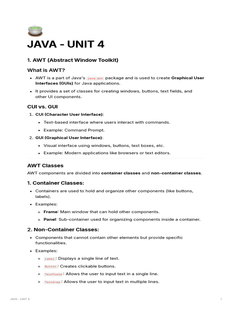 JAVA_-_UNIT_4 | PDF | Graphical User Interfaces | Menu (Computing) JAVA_-_UNIT_4 | PDF | Graphical User Interfaces | Menu (Computing)