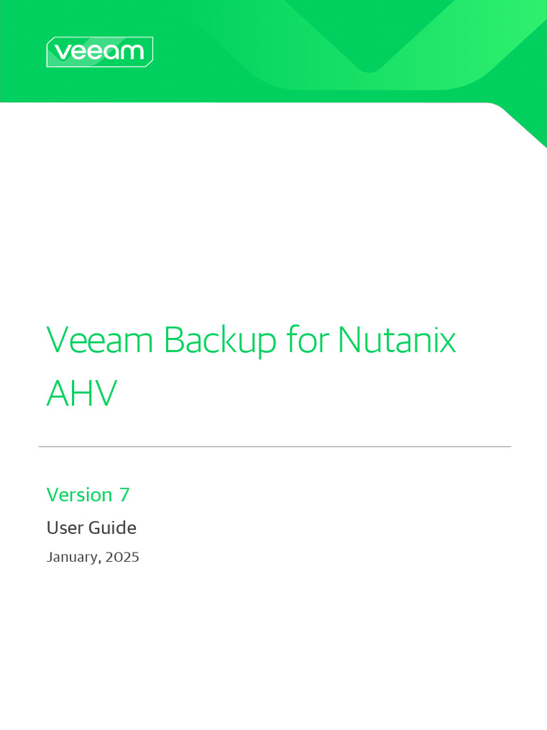 Veeam Backup Nutanix Ahv 7 User Guide | PDF | Backup | Computer Cluster