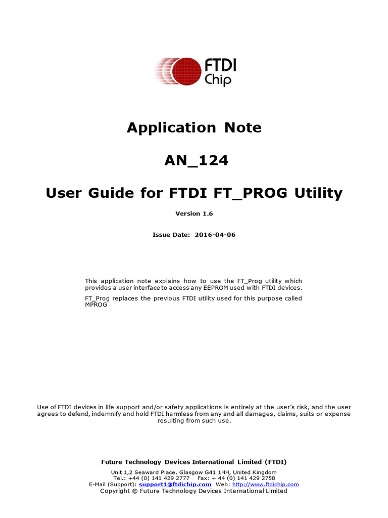 AN 124 User Guide For FT PROG | PDF | Usb | Input/Output