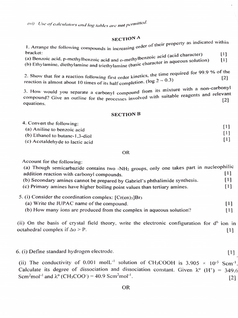 chemistry preboards - Aditi Choudhary | PDF | Chemical Reactions | Amine