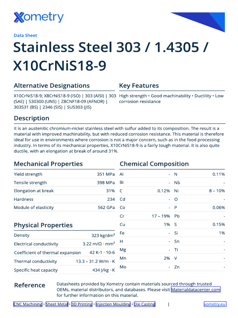 Stainless-Steel-1.4305-X10CrNiS18-9 | PDF | Stainless Steel ...