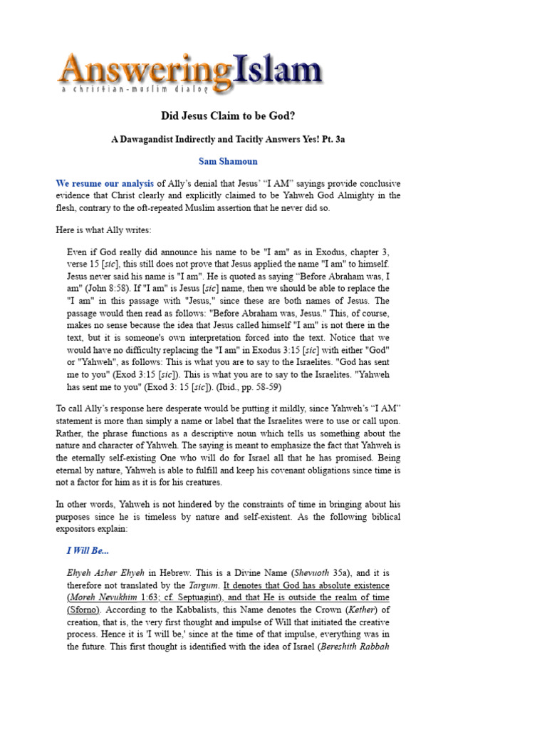 Did Jesus Claim To Be God? Pt. 3a | PDF | Jesus | Torah