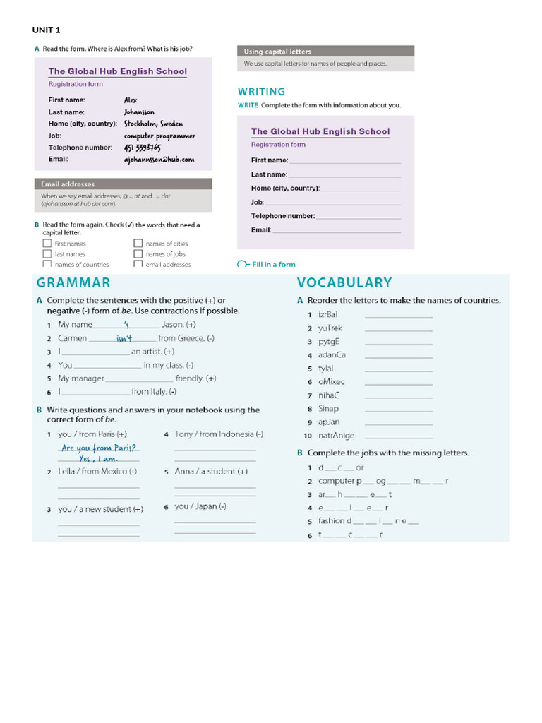 Exercises Units 1 and 2 - Alh Starter | PDF