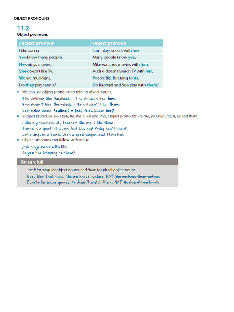 OBJECT PRONOUNS | PDF