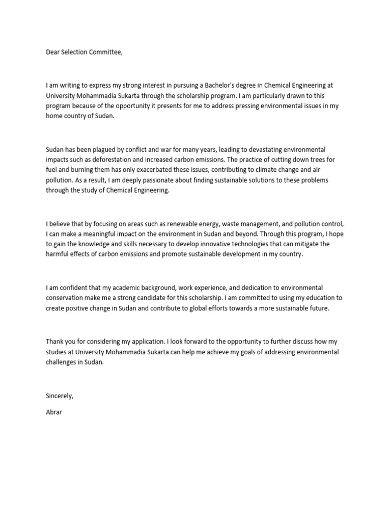 Abrar Motivation Letter UMS | PDF