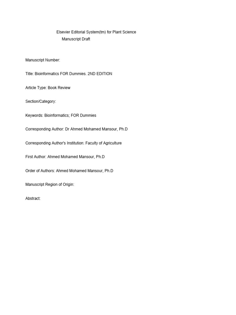 Bioinformatics FOR Dummies 2ND EDITION 2 | PDF | Books