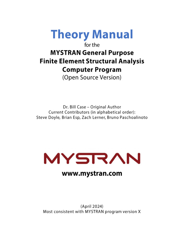 MYSTRAN Theory Manual Sample | PDF | Stress (Mechanics) | Bending