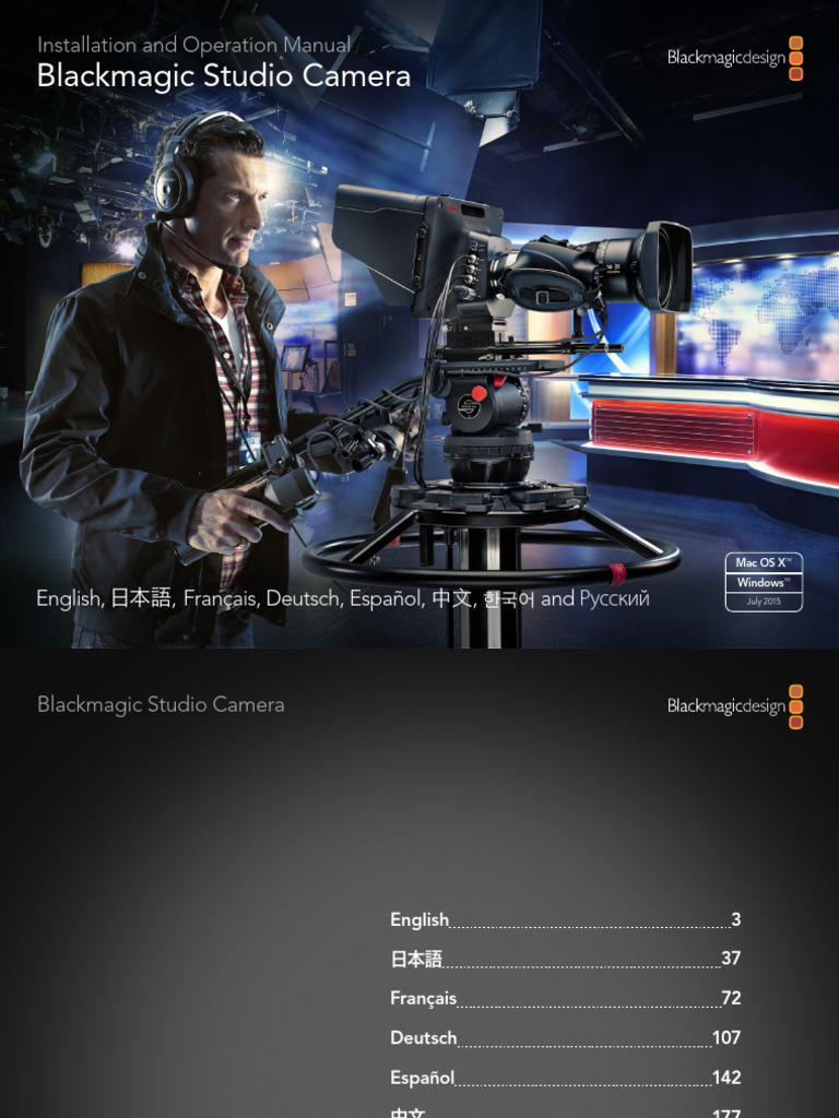 Blackmagic Studio Camera Manual | PDF | Microphone | Camera