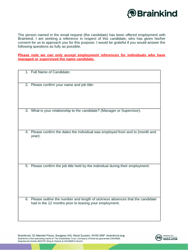 Employment Reference Request Form | PDF