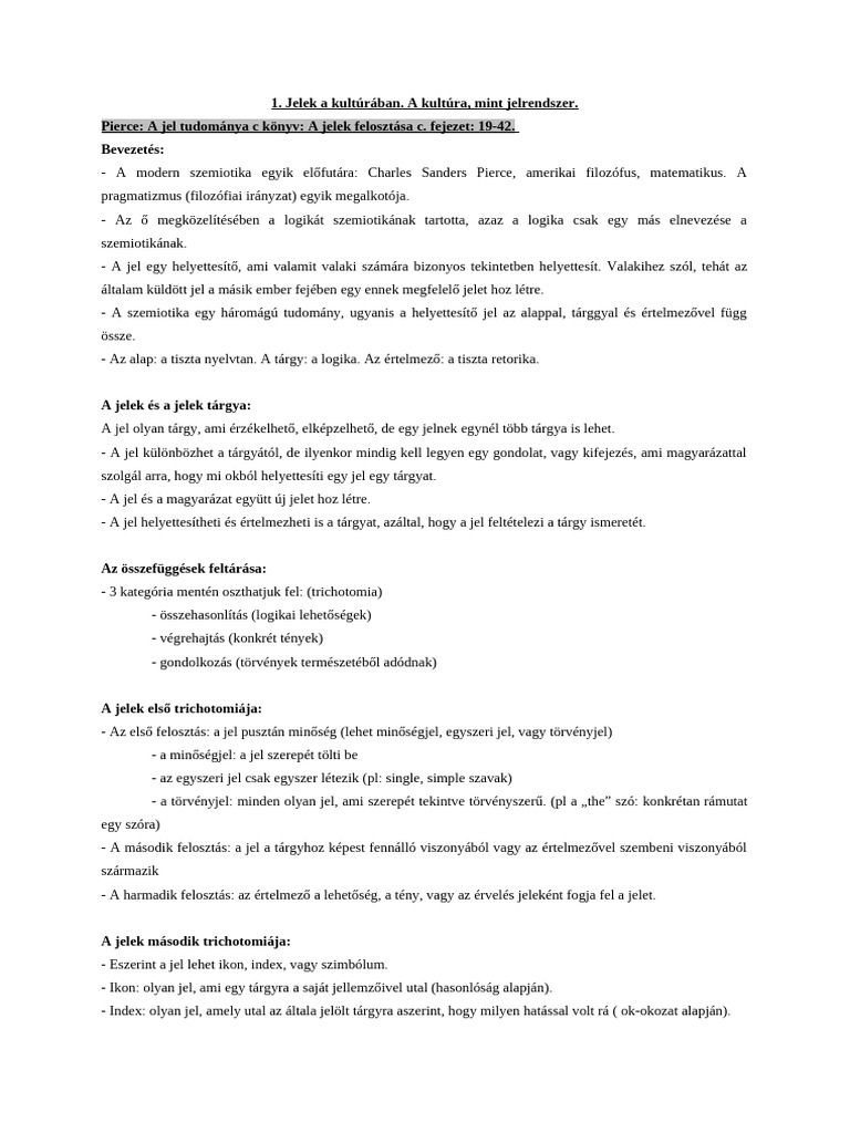 JELEK A KULTÚRÁBAN Jegyzet | PDF