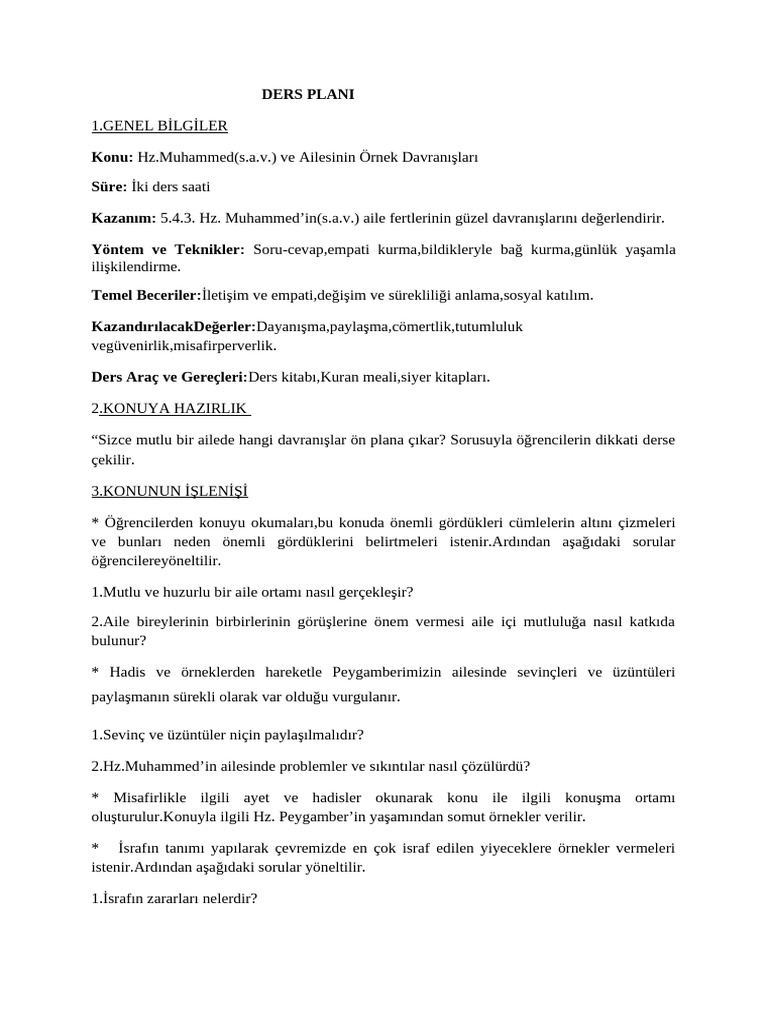 DERS PLANI | PDF