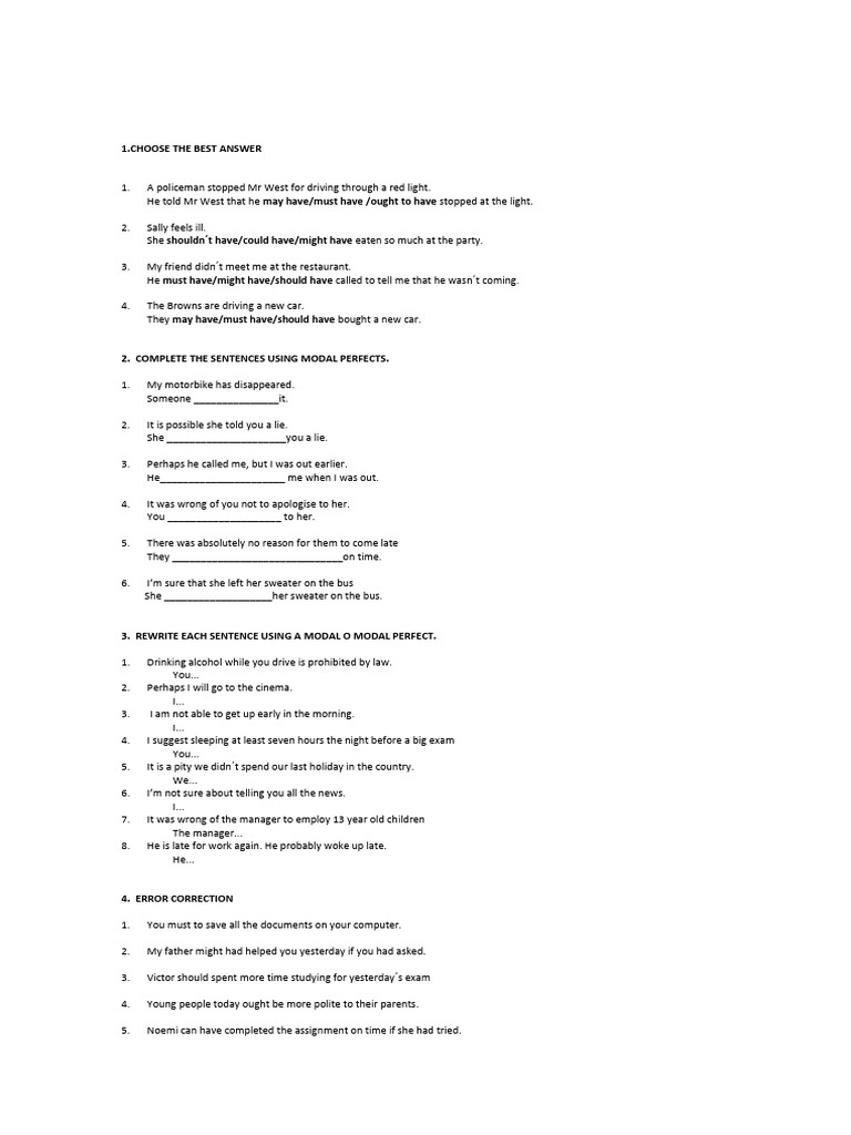 Modals and Perfect Modals Rev Av | PDF